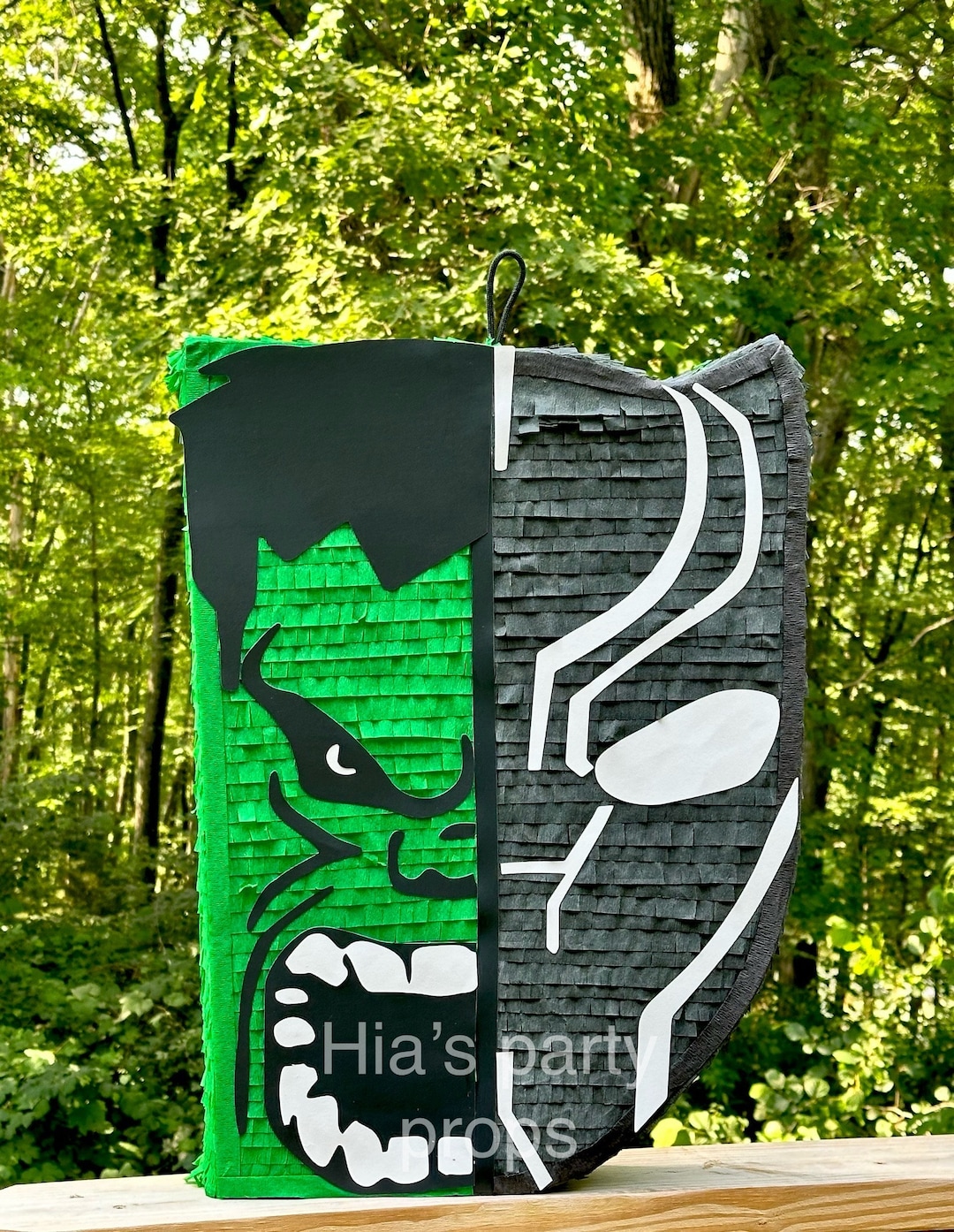 Hulk/ Black Phanter Piñata - Half Green Monster Half Phanter - Green ...