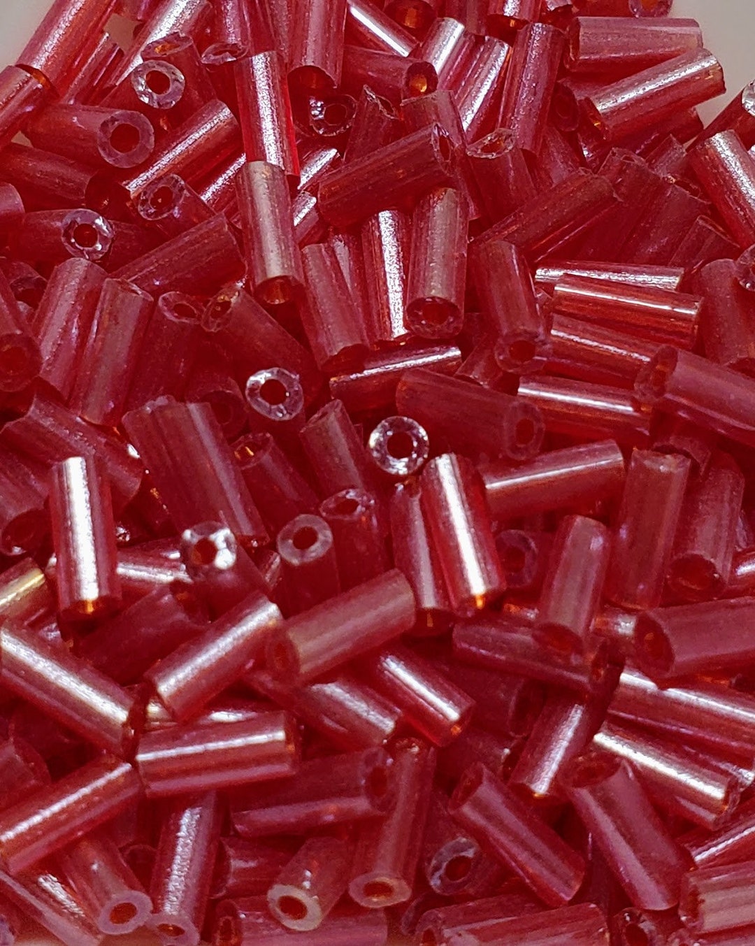 Matsuno Bugle Beads 3mm, Red Luster - Etsy