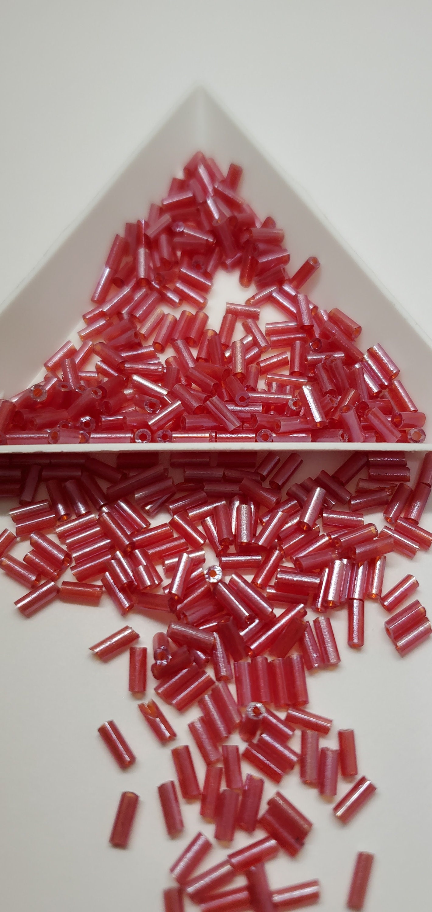 Matsuno Bugle Beads 3mm, Red Luster - Etsy