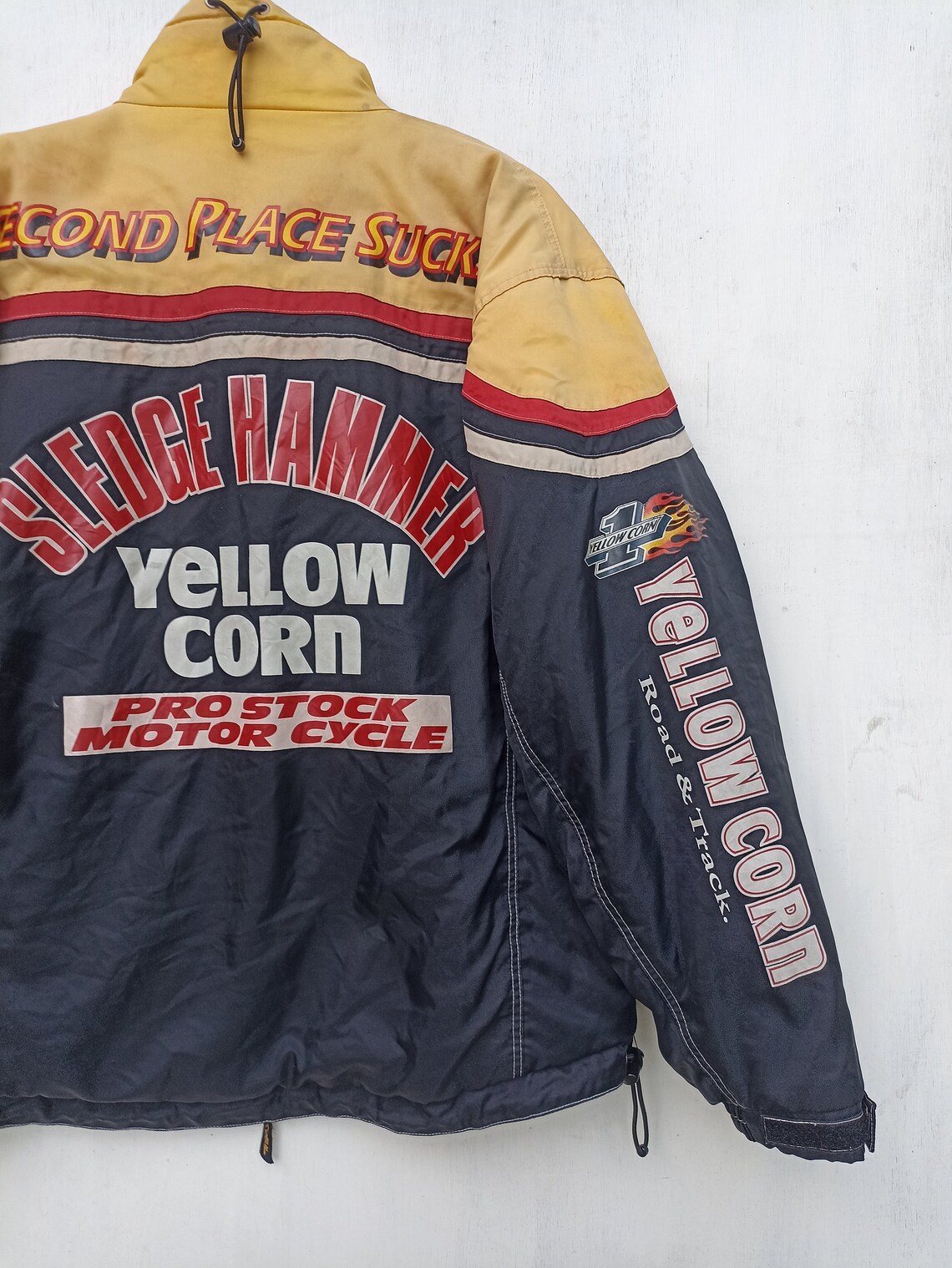 Vintage 90s Vintage Yellow Corn Jacket Bombers Sledge Hammer Racing ...
