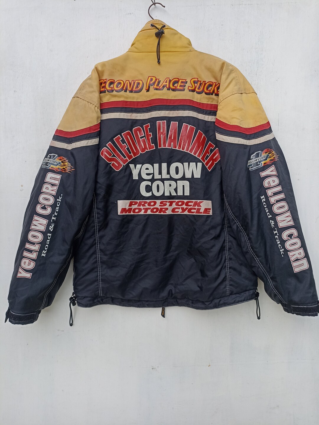 Vintage 90s Vintage Yellow Corn Jacket Bombers Sledge Hammer Racing ...
