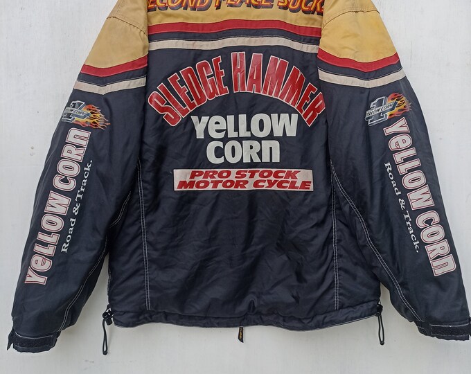 Vintage 90s Vintage Yellow Corn Jacket Bombers Sledge Hammer Racing ...