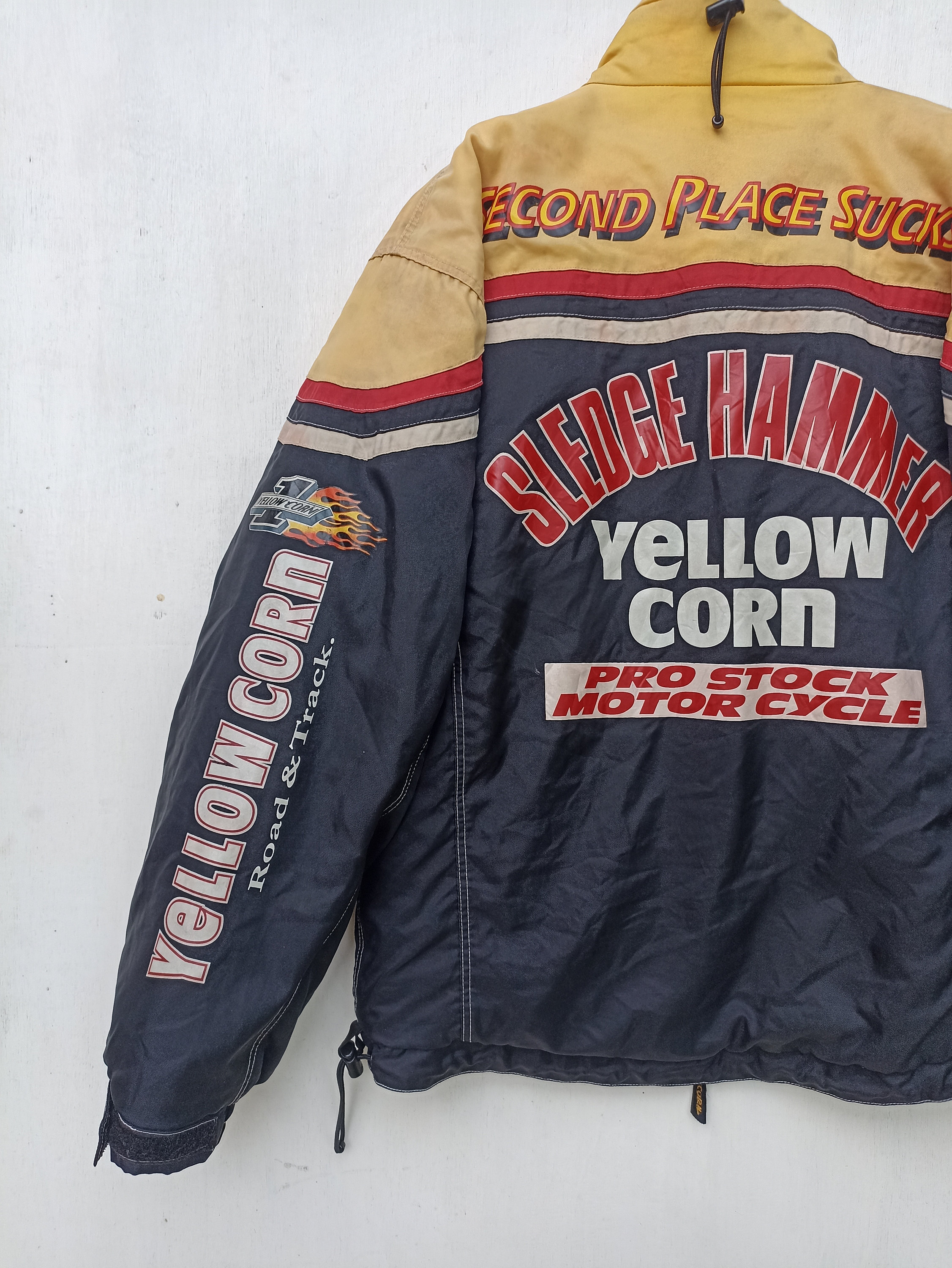 Vintage 90s Vintage Yellow Corn Jacket Bombers Sledge Hammer Racing ...