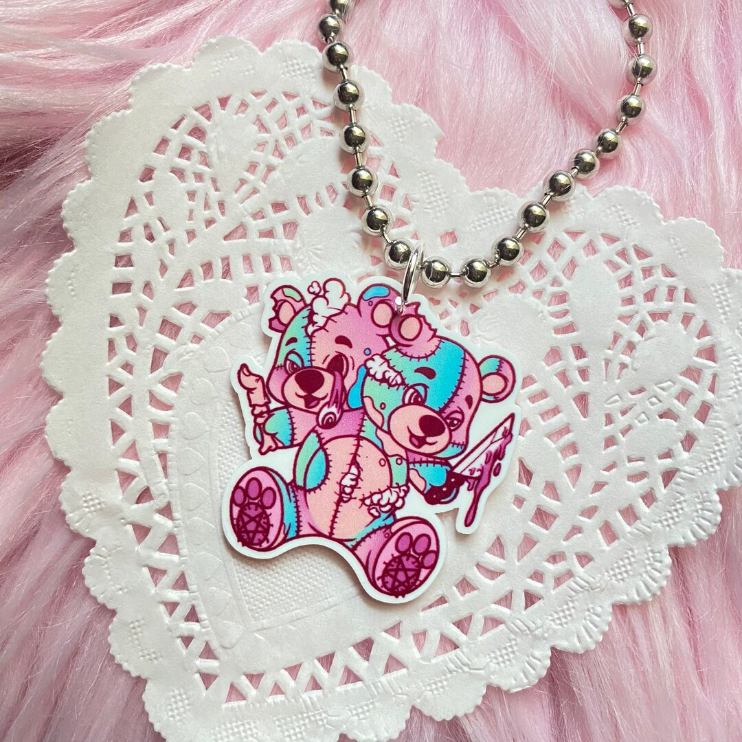 Two Headed Teddy Bear Chain Necklace - Etsy