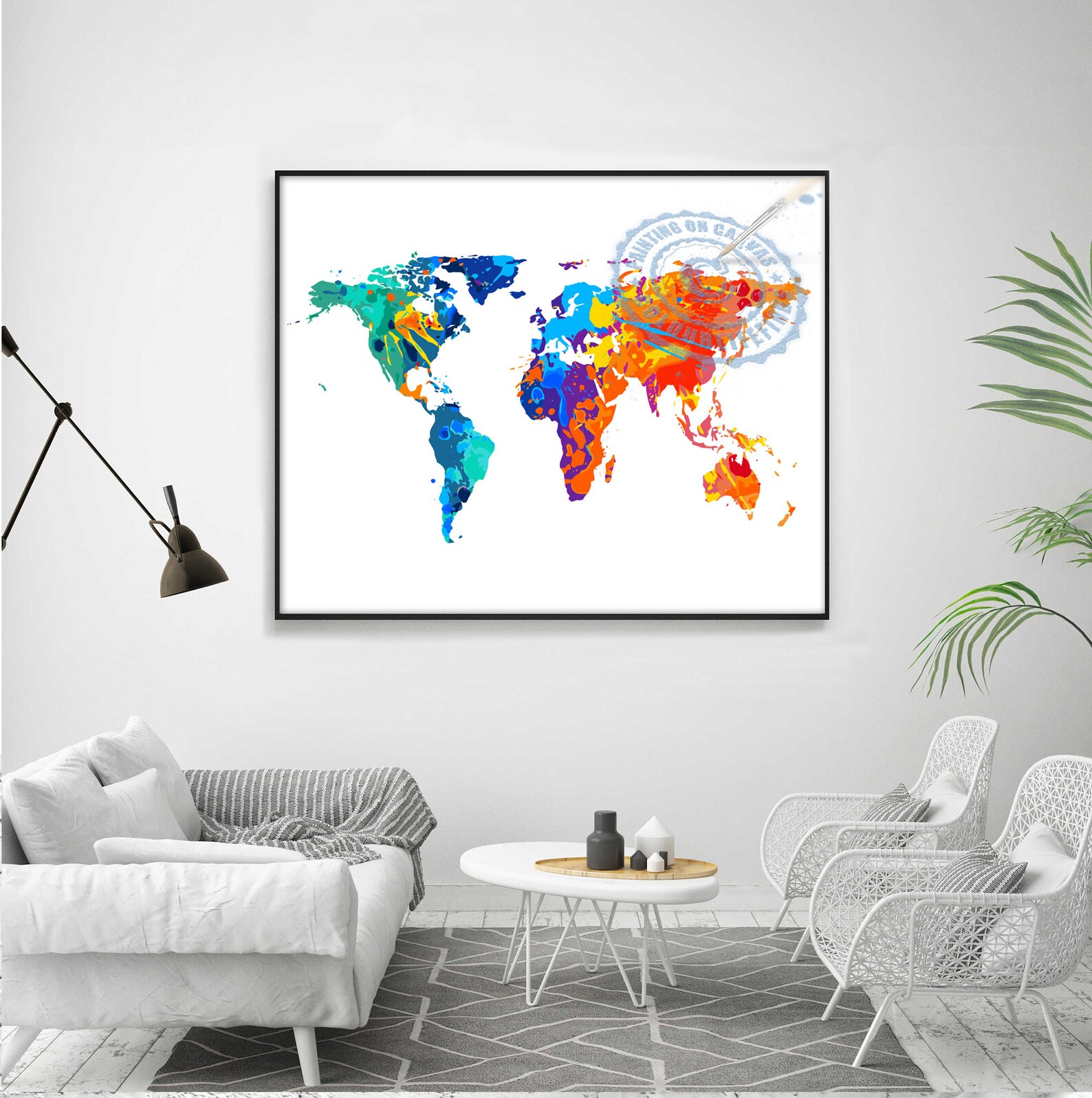 Abstract World Map painting/ Paint By Number World Map/ | Etsy