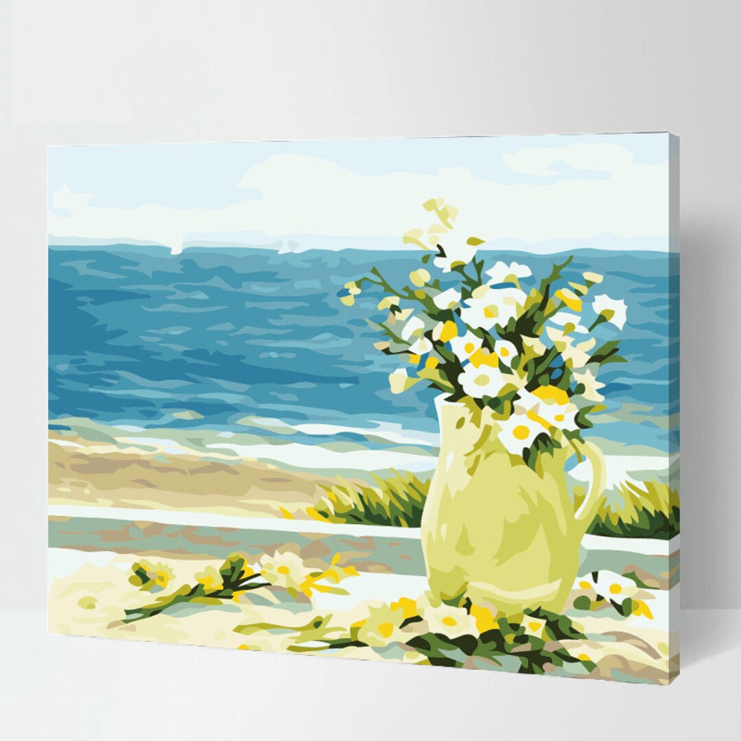 Acrylic Flower&sea Art/ Flower Sea Paint by Number Kit/ Oil - Etsy