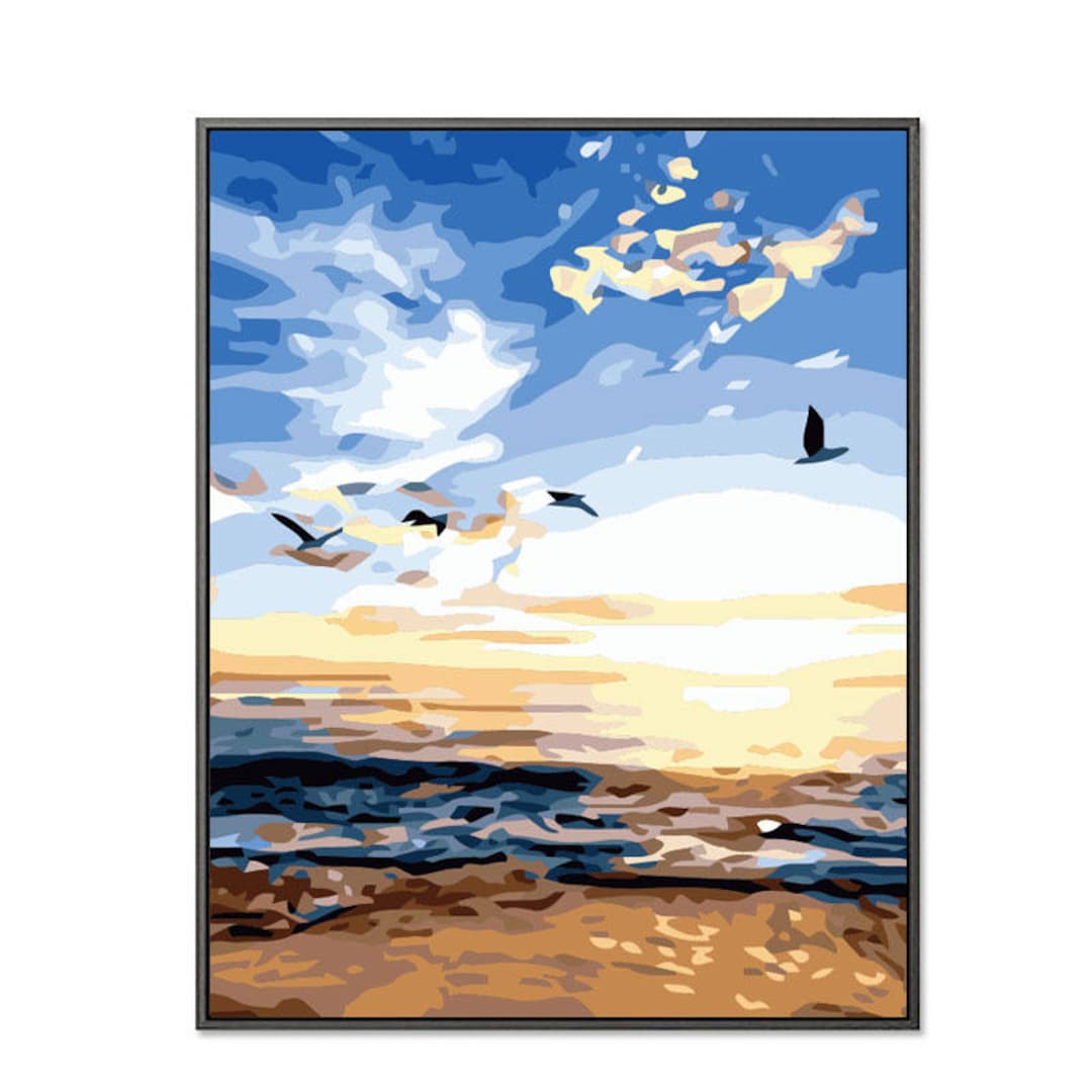 Paint by Number Seascape Painting/ Paint by Number Kit - Etsy