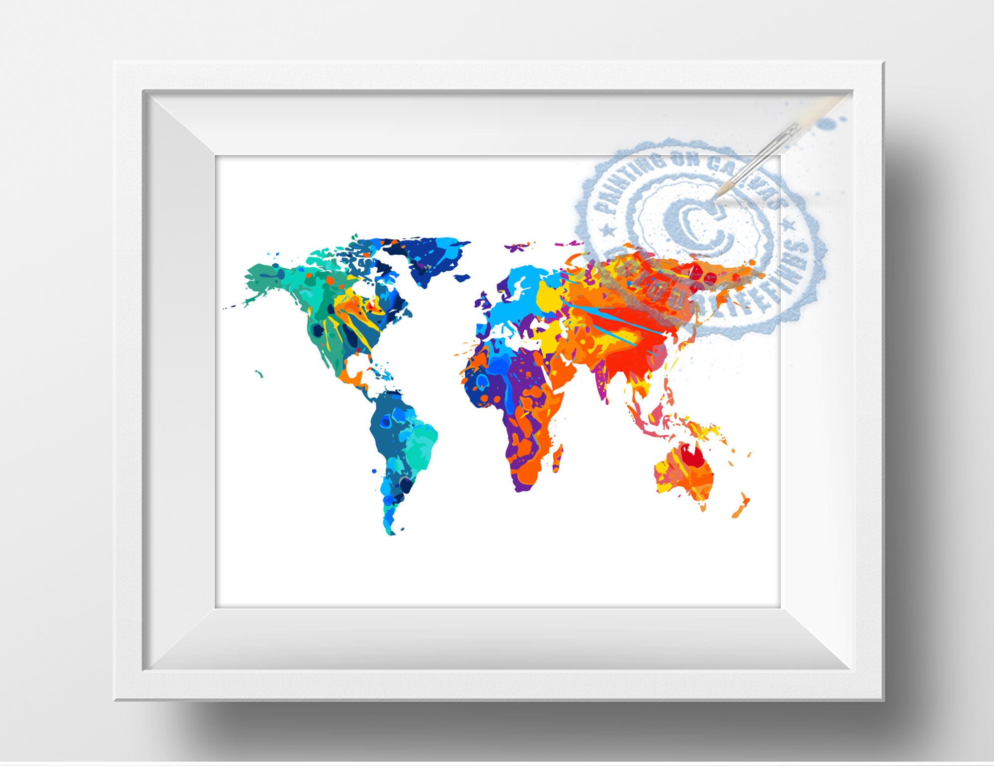 Abstract World Map painting/ Paint By Number World Map/ | Etsy