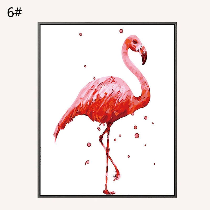 Pink Flamingo/ Flamingo Print/ Paint by Number Kit Flamingo/ | Etsy