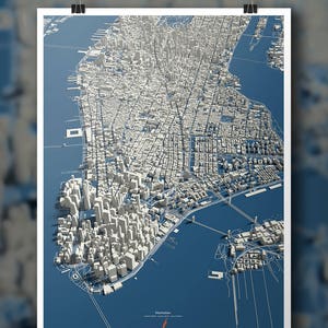 City Layout of Manhattan, Manhattan Map, Manhattan Art, New York ...