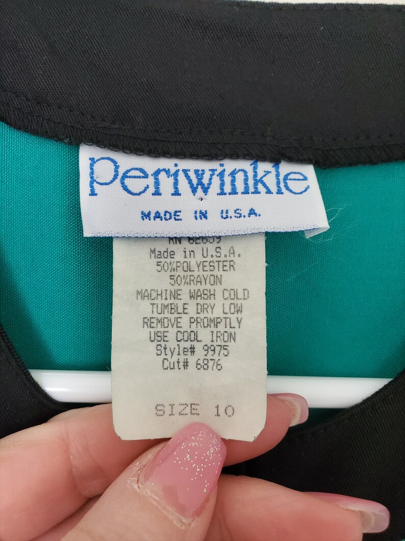 Vintage Green and Black 80s Dress Periwinkle Brand Made in USA Modern ...