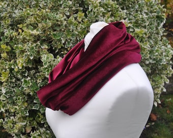 Maroon Velvet Snood Wine Cowl Scarf Single Loop Claret Neck - Etsy UK