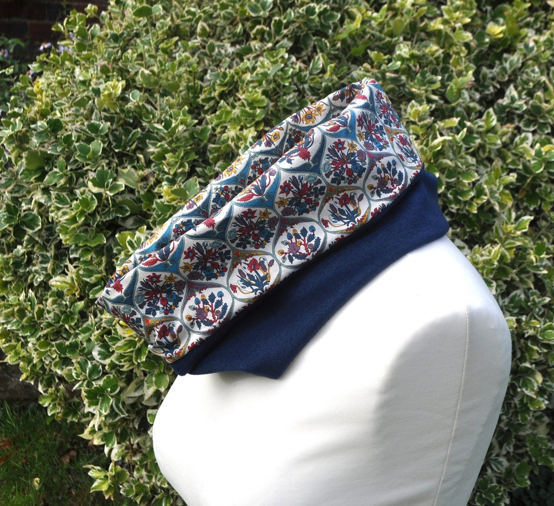 Cowl/snood in Liberty Tana Lawn Opie Blue Purple Red Ivory/blue ...