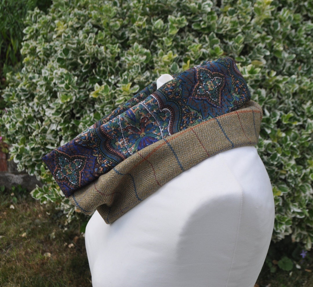 Cowl/snood/neck Warmer in Liberty Varuna Wool Paisley Green Blue Brown ...