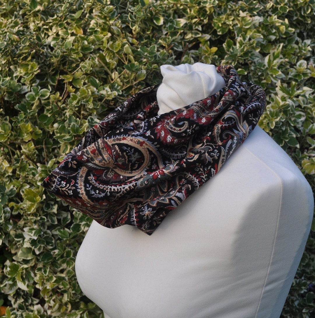 Cowl/snood in Liberty Soft Cotton Twill Paisley Burgundy Green Multi ...