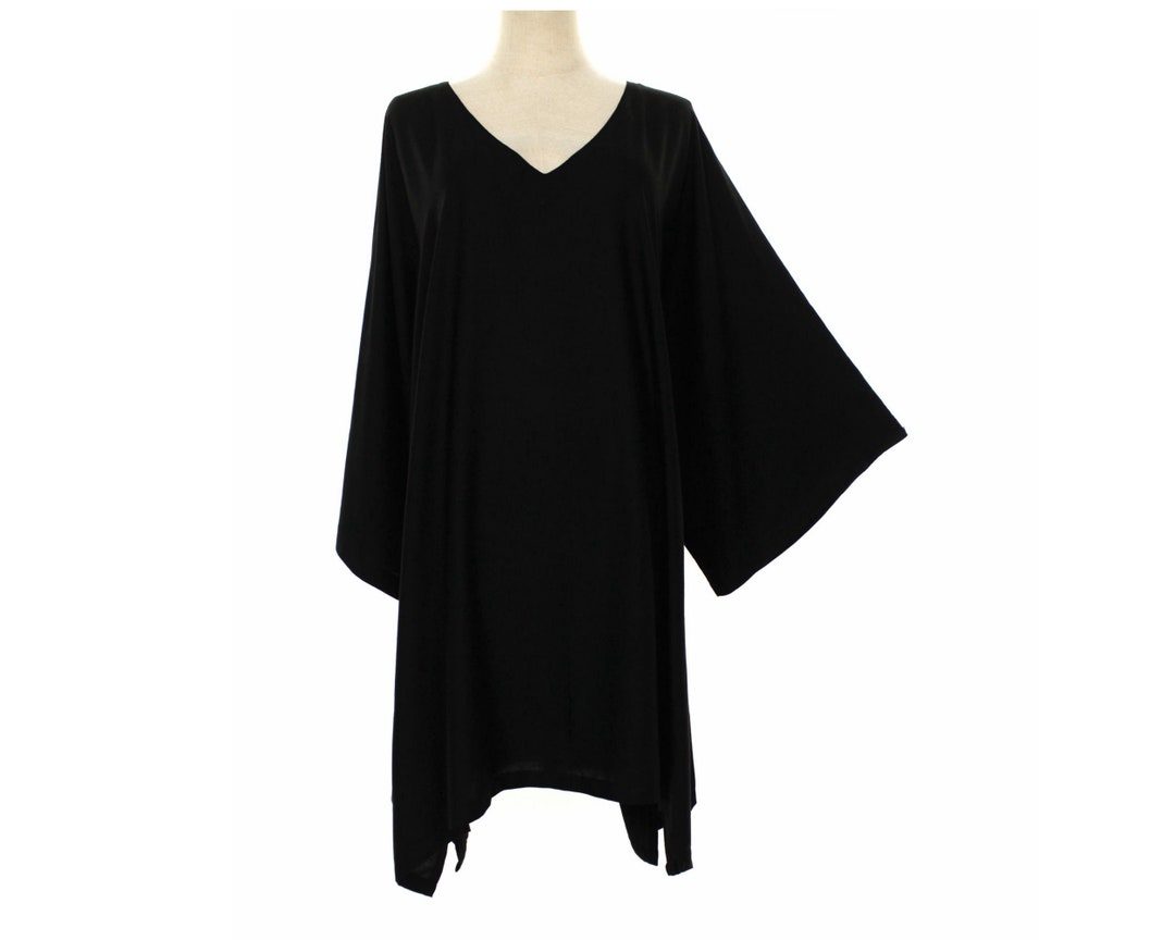 Plus Size Tunic Top 4x 5x Solid Black Plus Size Clothing V Neck Blouse Soft Summer Top Rayon