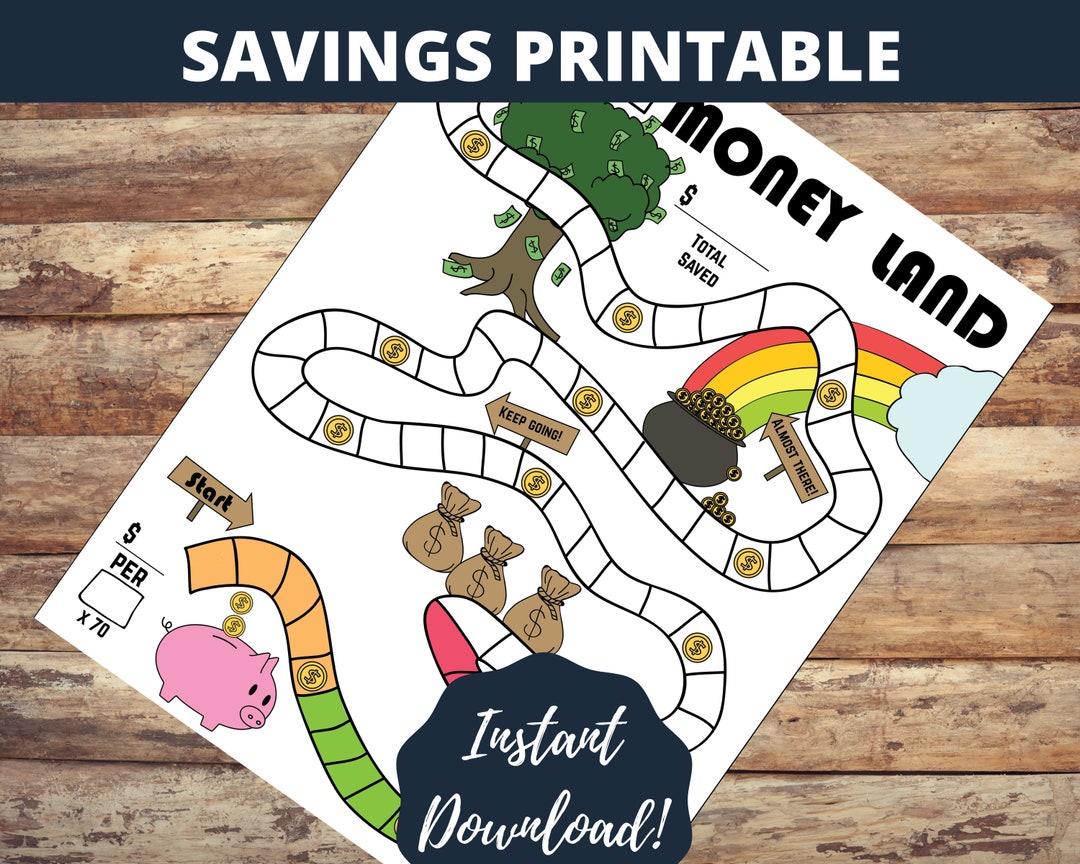 Moneyland | Money Saving Challenge Printable, Savings Tracker, Money ...