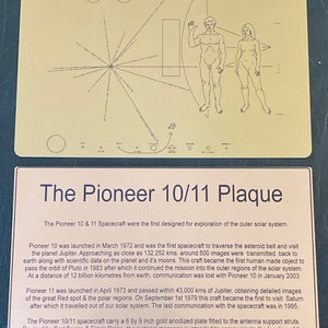 Pioneer Plaque 10/11 METAL Space Probe NASA - With Engraved Explanation ...