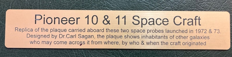 Pioneer Plaque 10/11 METAL Space Probe NASA - Small Engraved ...