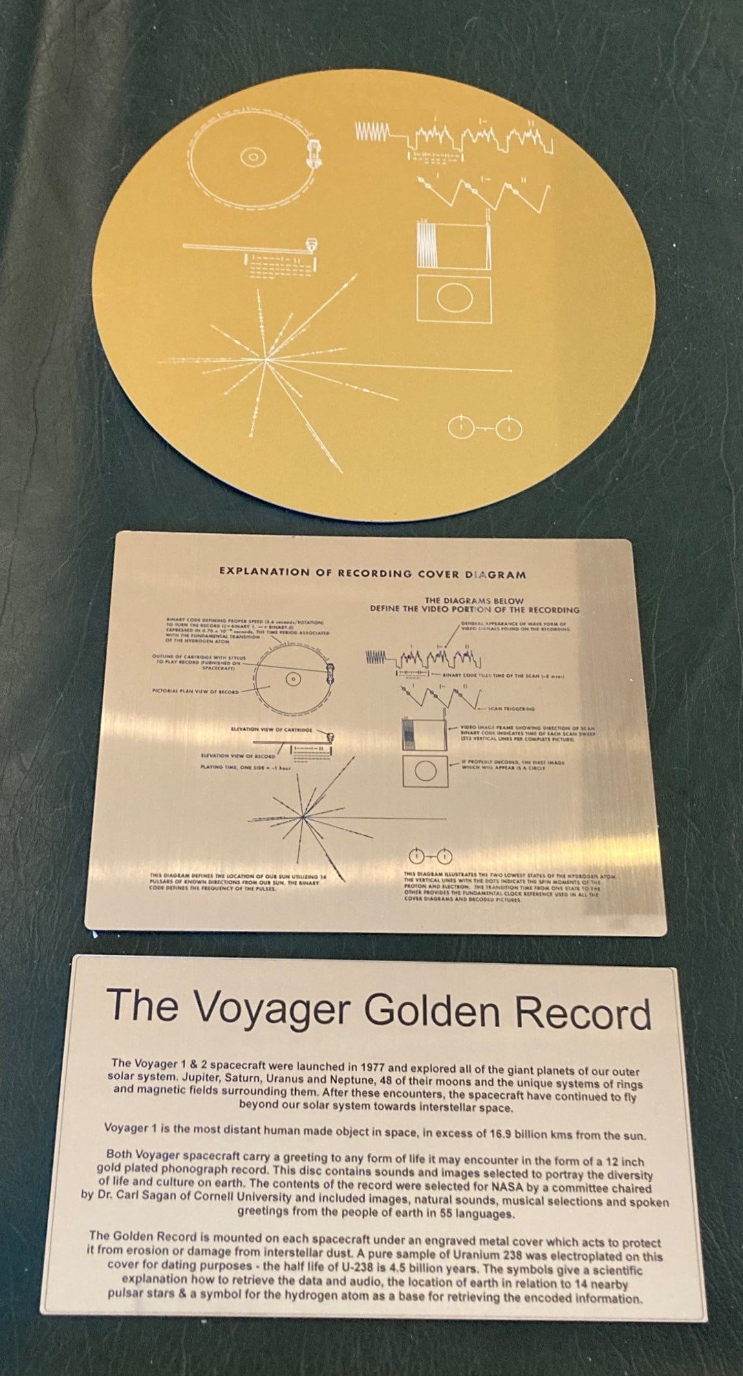 Full Size Replica of NASA VOYAGER Golden Record METAL With 2 Explanation Plaques - Etsy