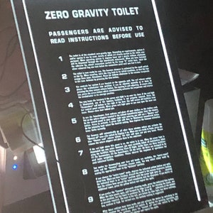 2001 Space Odyssey- ZERO GRAVITY Toilet Instruction Sign - Backlit ...
