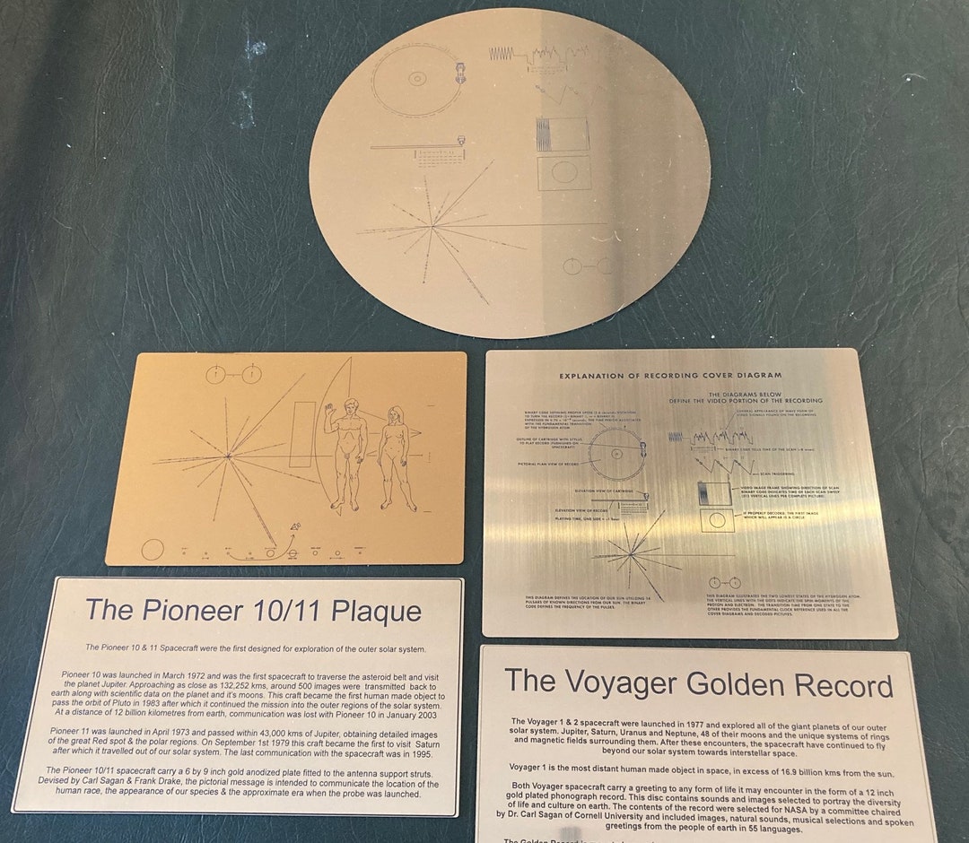 VOYAGER Golden Record + Pioneer Plaque Full Size Replica METAL With ...