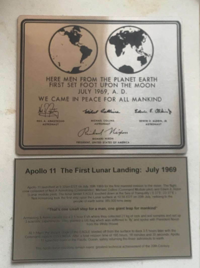 APOLLO 11 NASA LUNAR Landing Plaque Stainless Stee July - Etsy