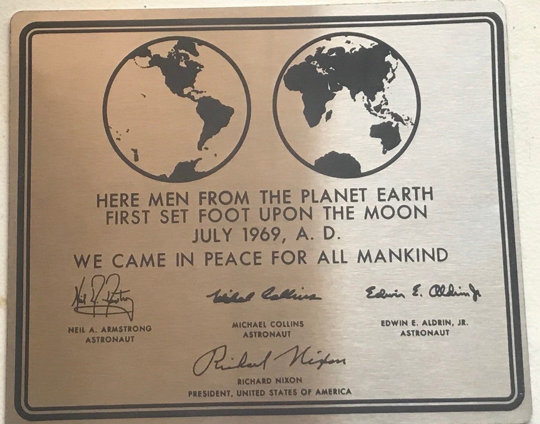 APOLLO 11 Nasa Lunar Landing Plaque - Stainless Steel as per the ...