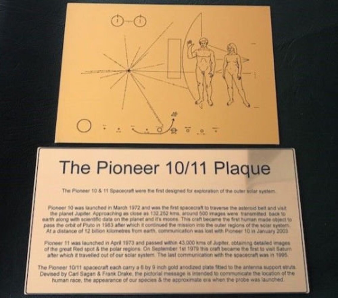 Pioneer plaque 10/11 space probe NASA with engraved | Etsy