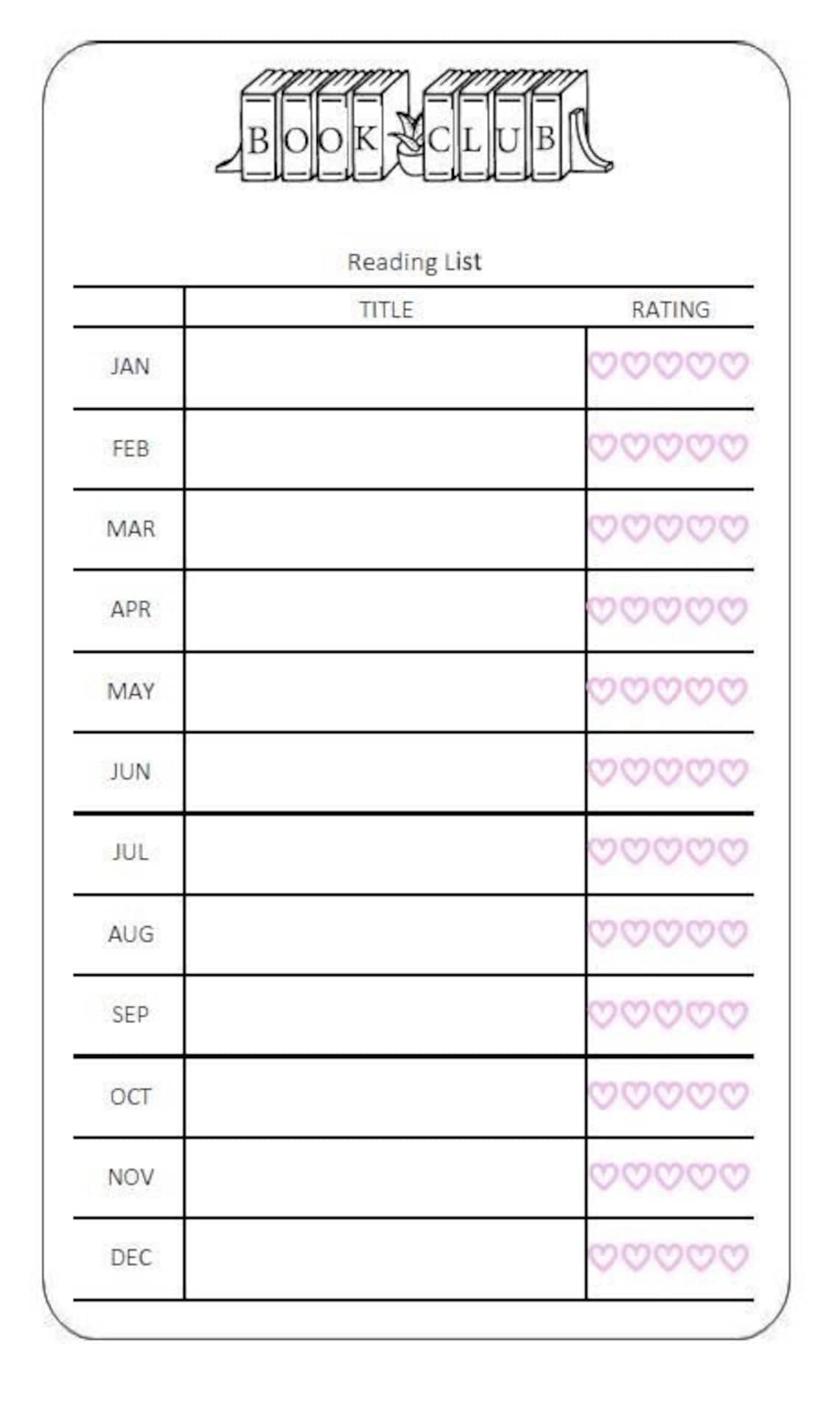 Printable Library Card Bookmark | Book Club Reading List - Etsy