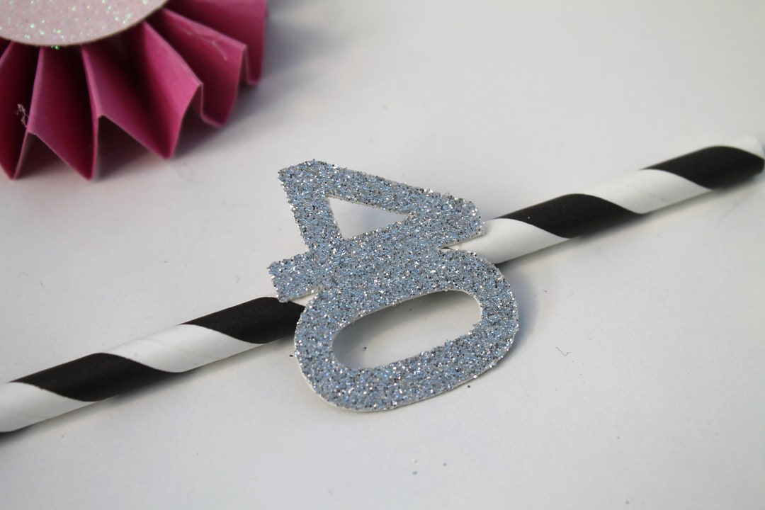 Black and White 40th Birthday Straw, 40th Anniversary Straw, 40th ...