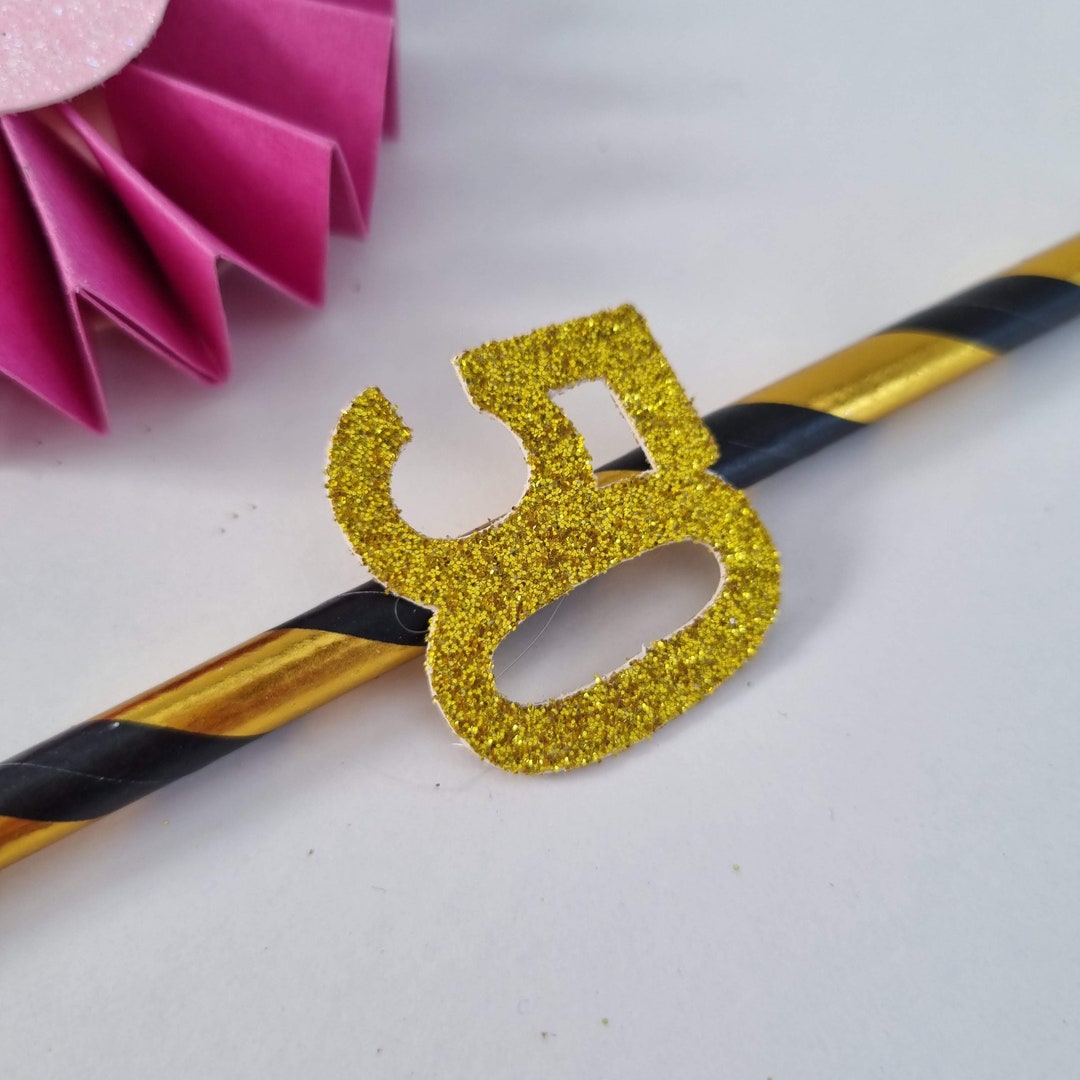 50th Birthday Straw, 50th Anniversary Straw, Gold and Black Straw, Gold ...