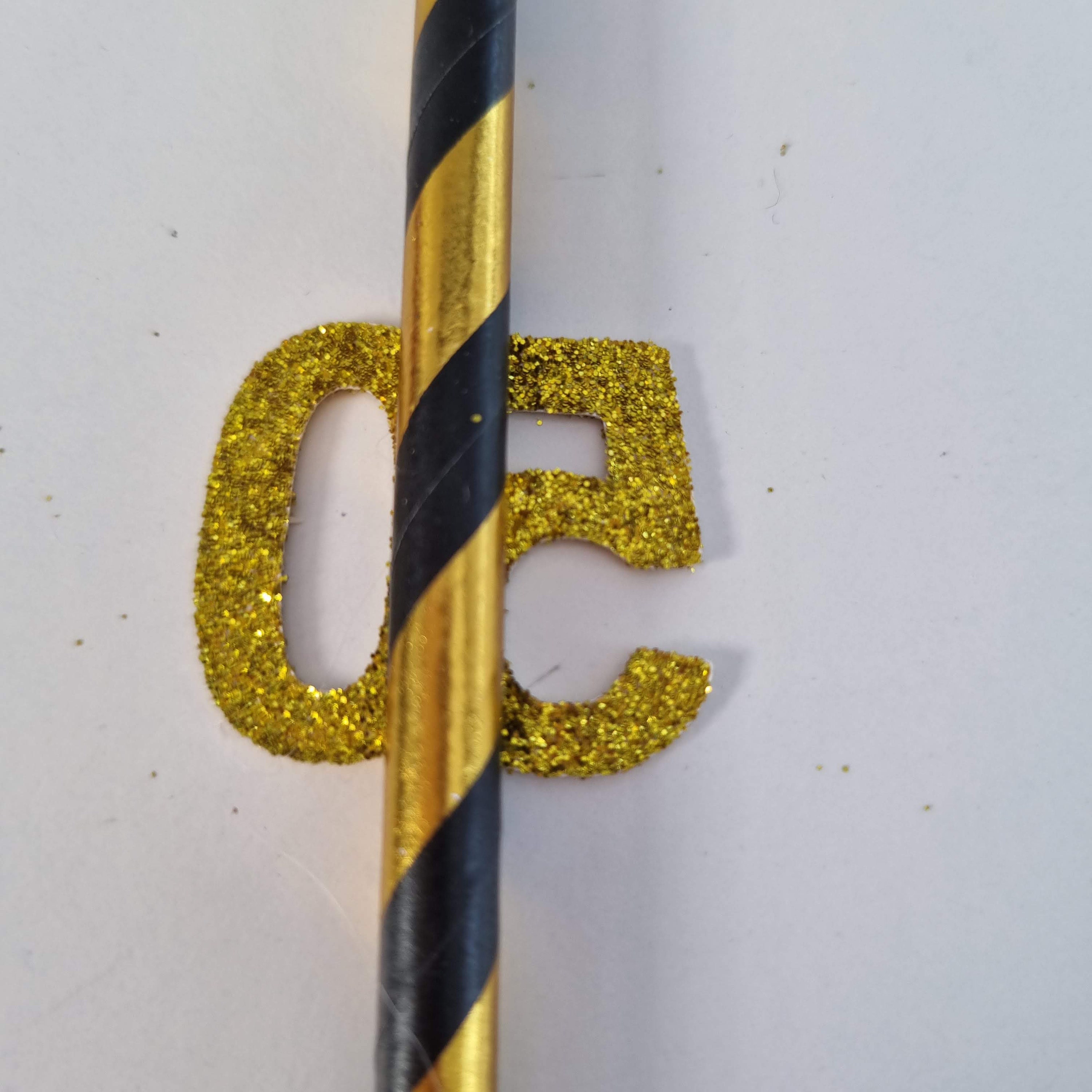 50th Birthday Straw, 50th Anniversary Straw, Gold and Black Straw, Gold ...