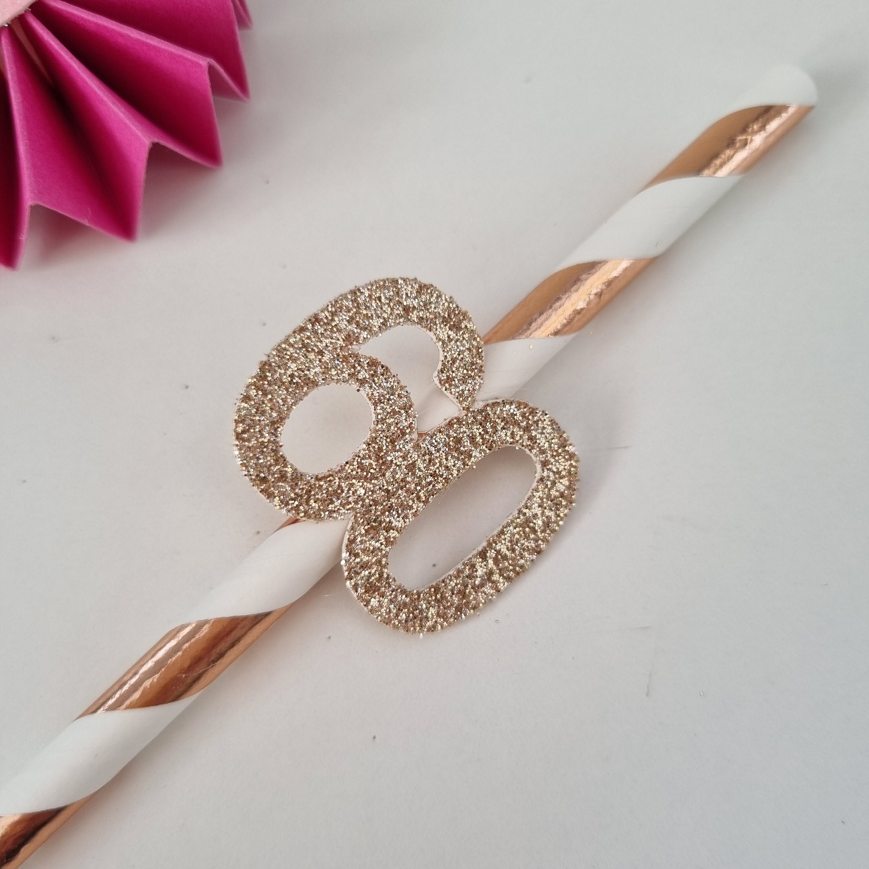 60th Birthday Straw, 60th Anniversary Straw, Rose Gold Glitter Straw ...
