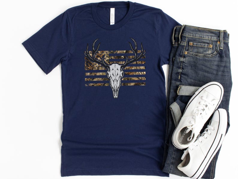 Hunting Gift for Men, Deer Hunting Season Shirt, Buck, Stag, Camo Flag ...