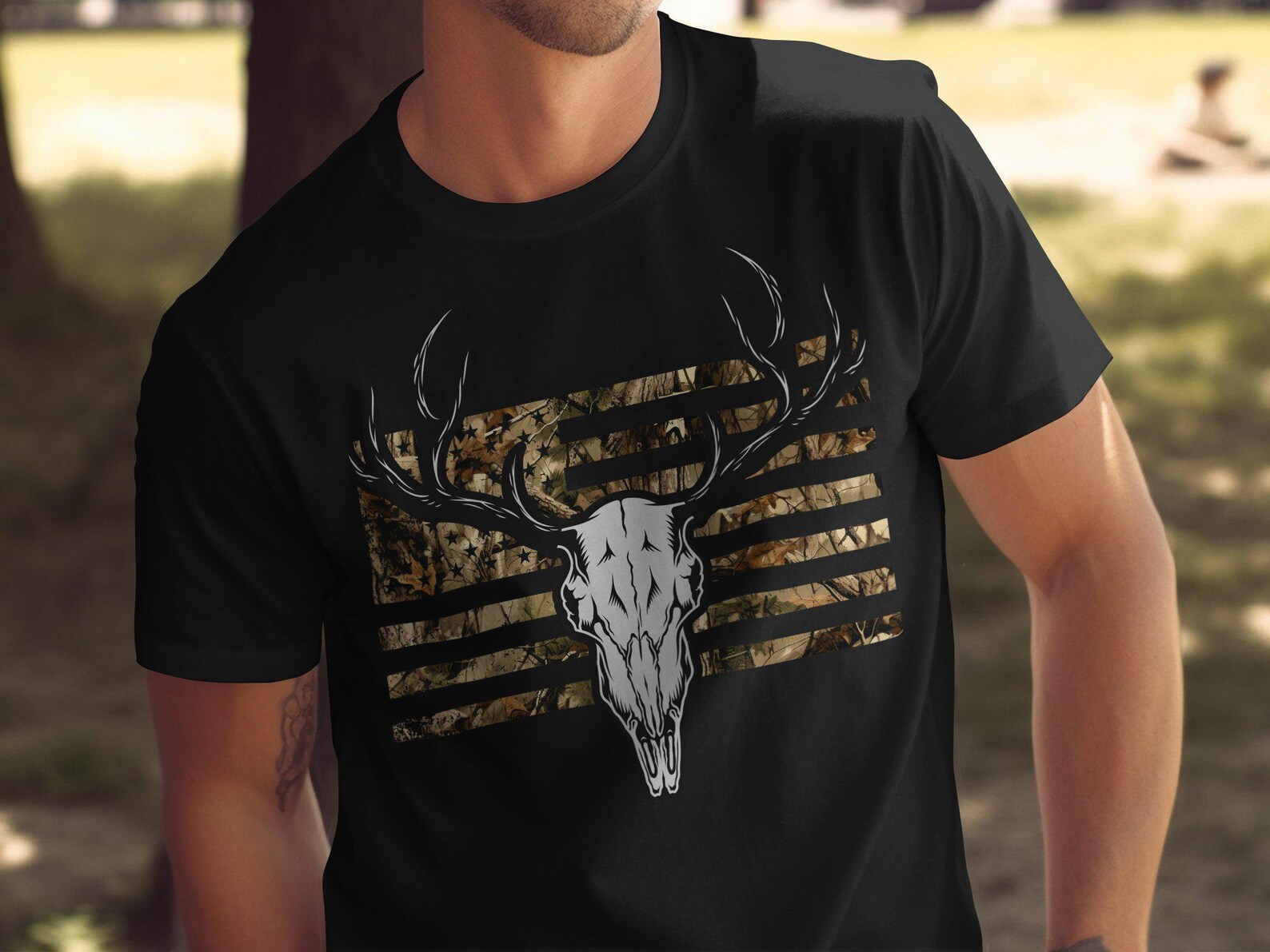 Hunting Gift for Men, Deer Hunting Season Shirt, Buck, Stag, Camo Flag ...