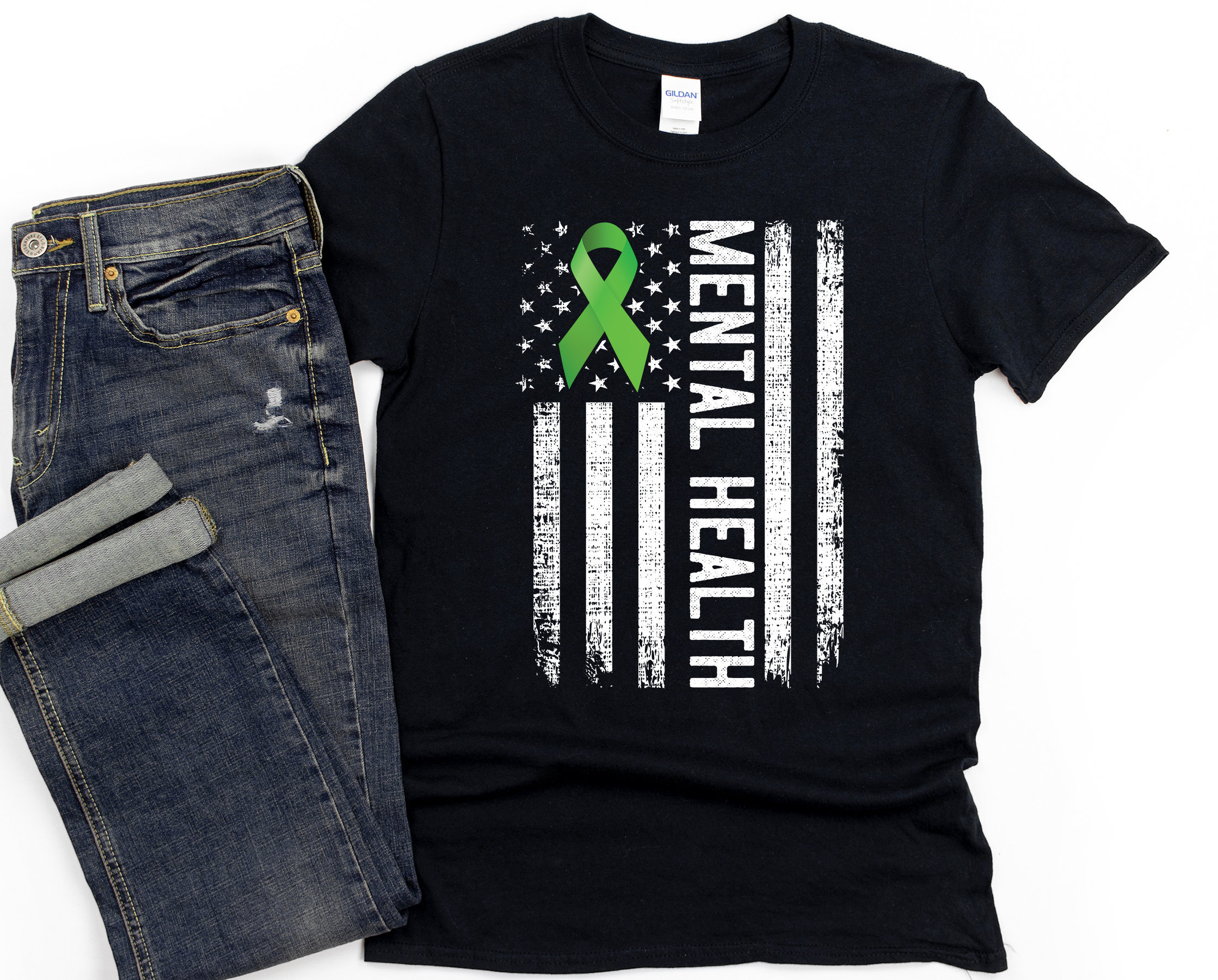 Mental Health Flag Shirt, Hoodie, Mental Health Awareness, Green ...