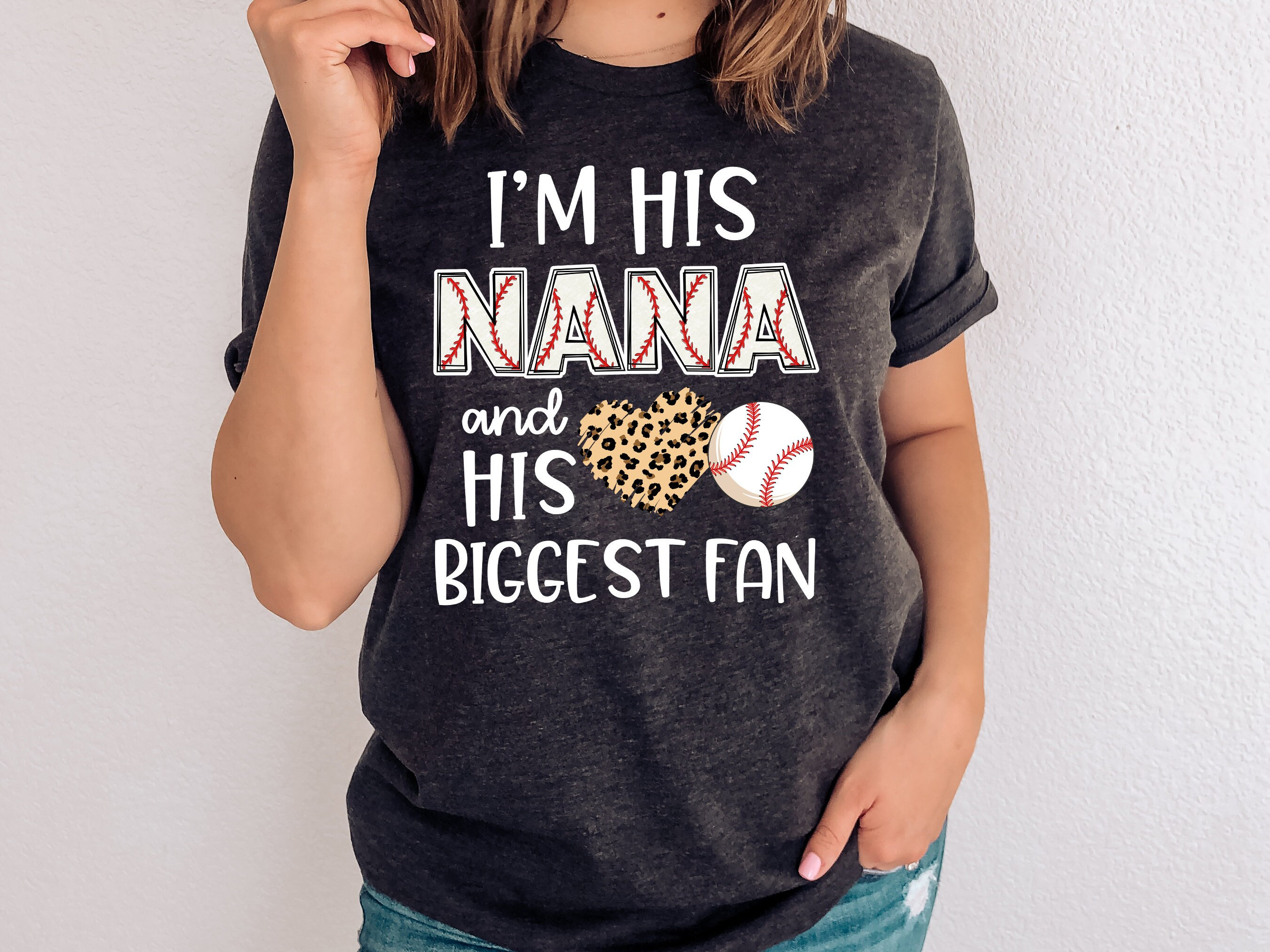 Nana Baseball Shirt, Cute Baseball Nana Gift, I'm His Nana and His ...