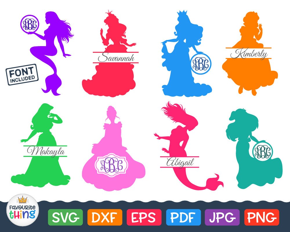 Disney Princess Svg Monogram with Cinderella Mermaid Ariel | Etsy Disney Princess Svg Monogram with Cinderella Mermaid Ariel | Etsy