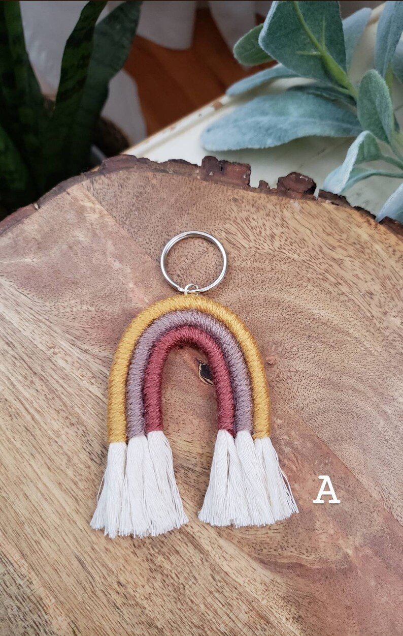 Macrame Rainbow Keychain Boho Keychain Rainbow Macrame | Etsy