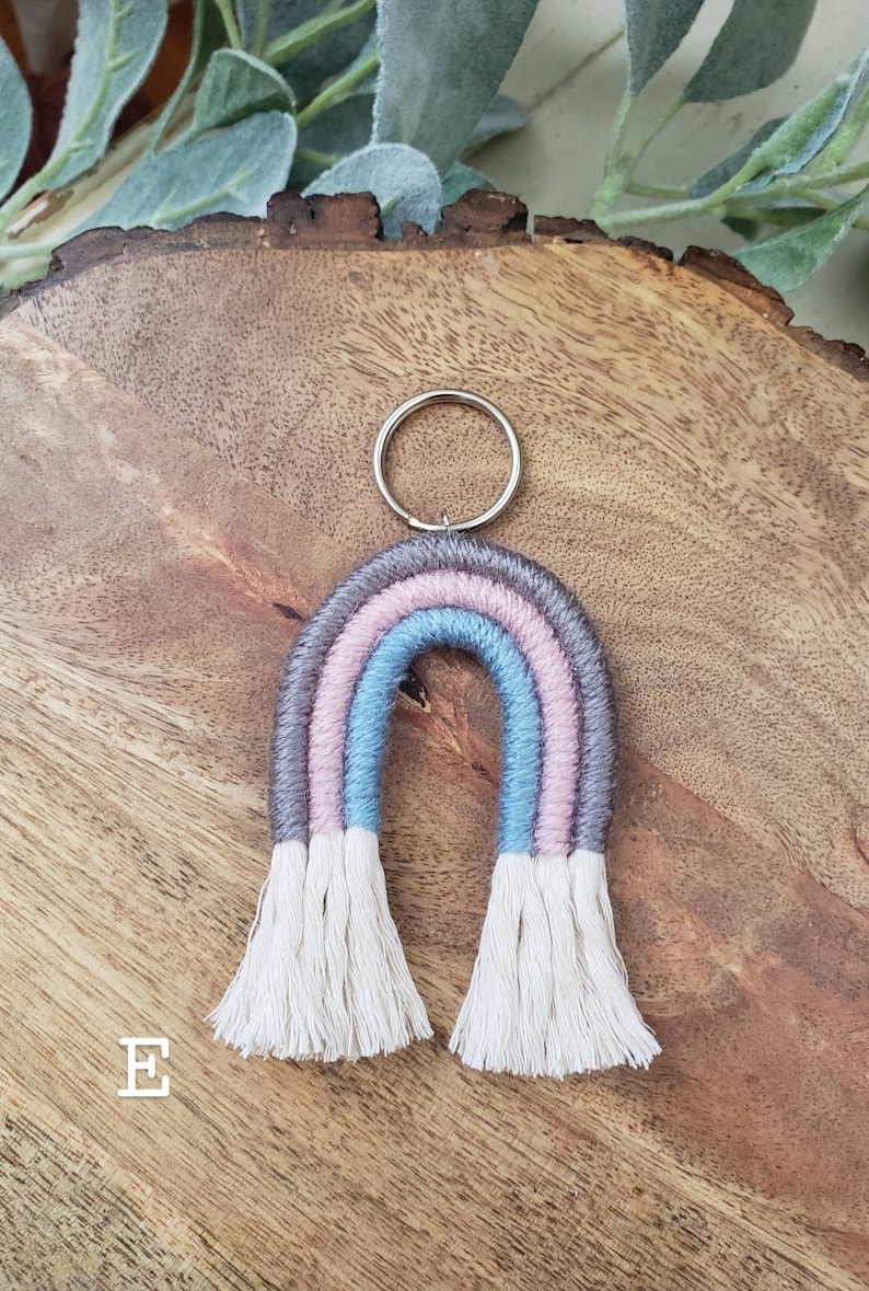Macrame Rainbow Keychain Boho Keychain Rainbow Macrame | Etsy
