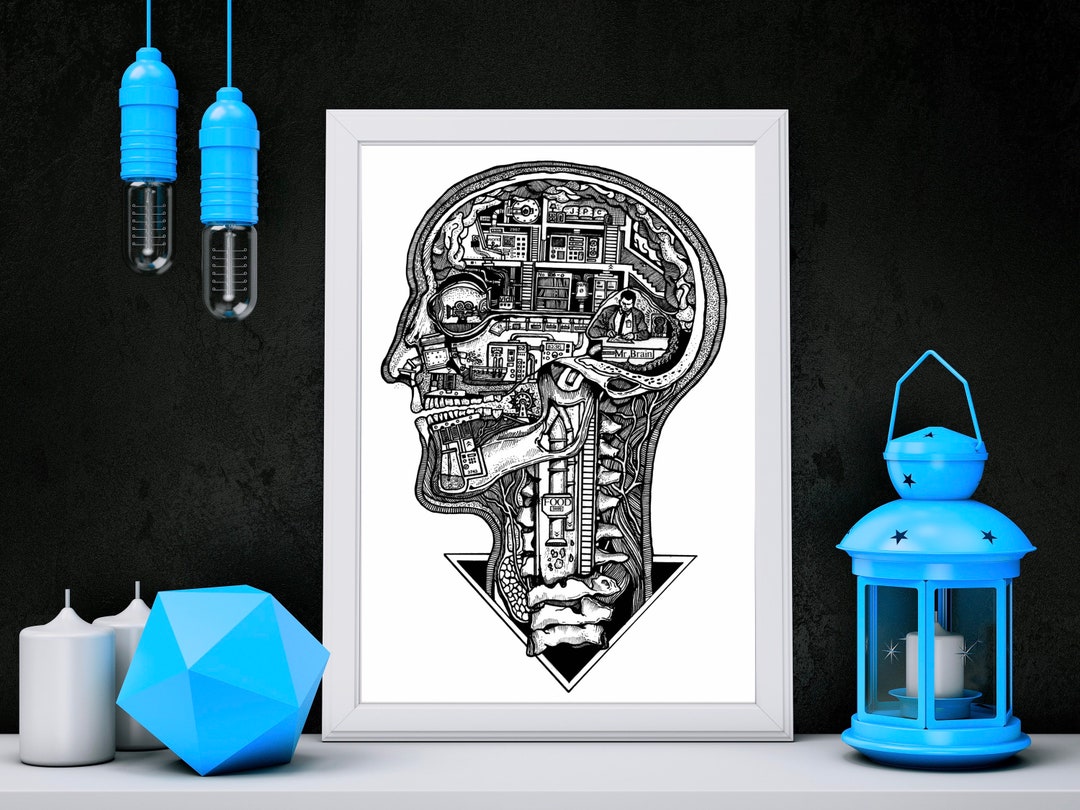Intellectual Essence A3 Signed Art Print, Mr. Brain Illustration ...
