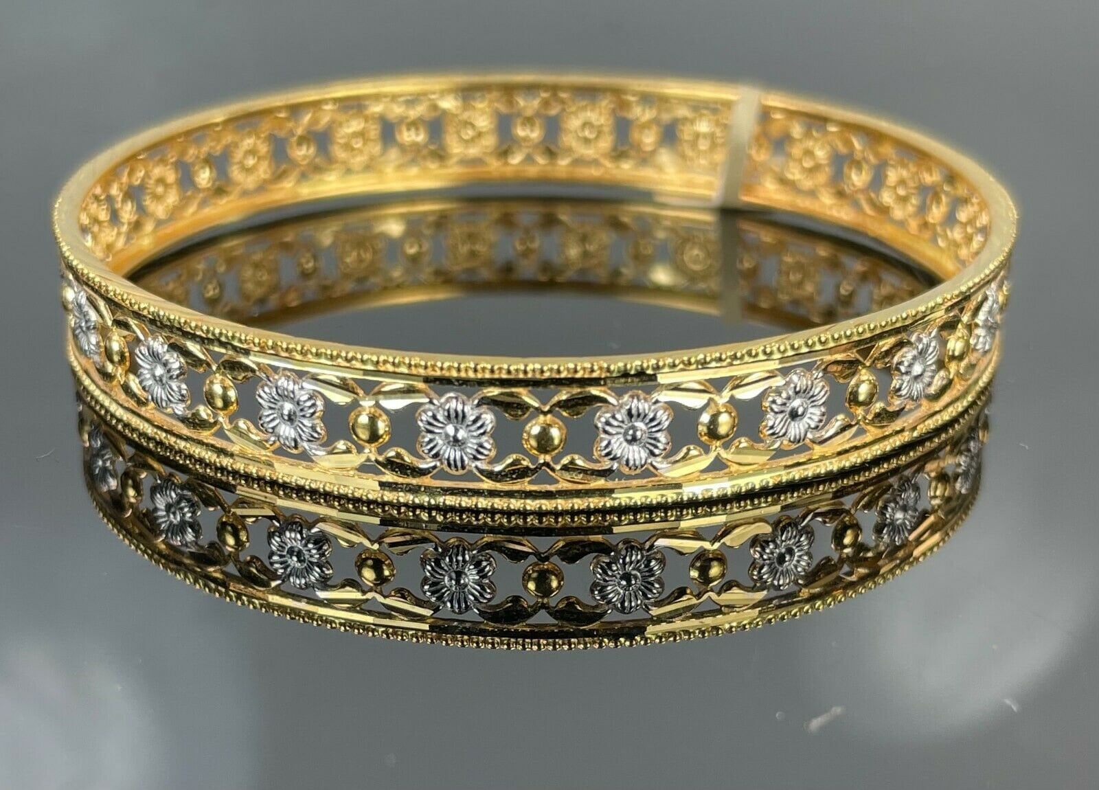 22k brazalete oro sólido elegante señoras clásicas TwoTone | Etsy