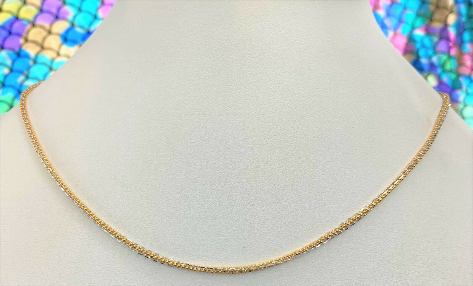 22k Chain Solid Gold Simple Elegant Two Tone Ball And Cable | Etsy