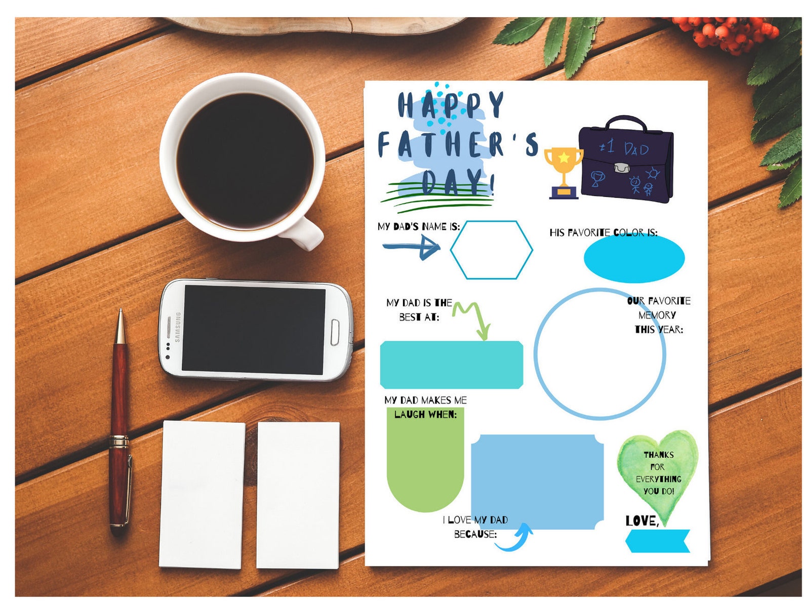 Printable Father's Day Questionnaire Fill in the Blank - Etsy