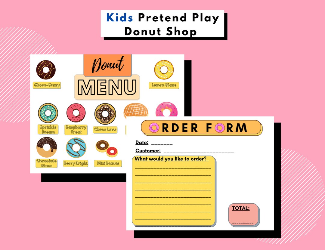 Kid's Printable Pretend Play Donut Shop - Imagine, Learn, Play - Etsy