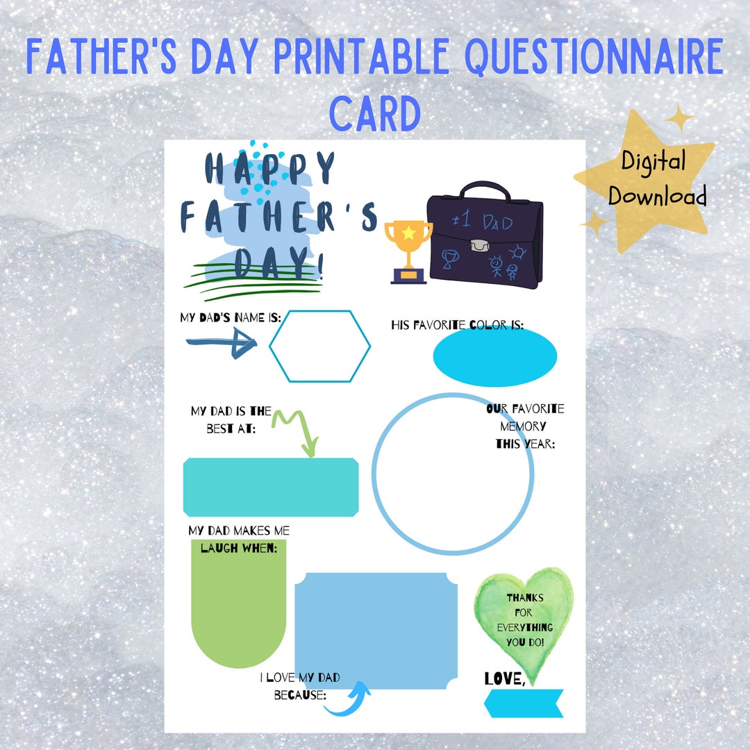 Printable Father's Day Questionnaire, Fill in the Blank for Kids ...