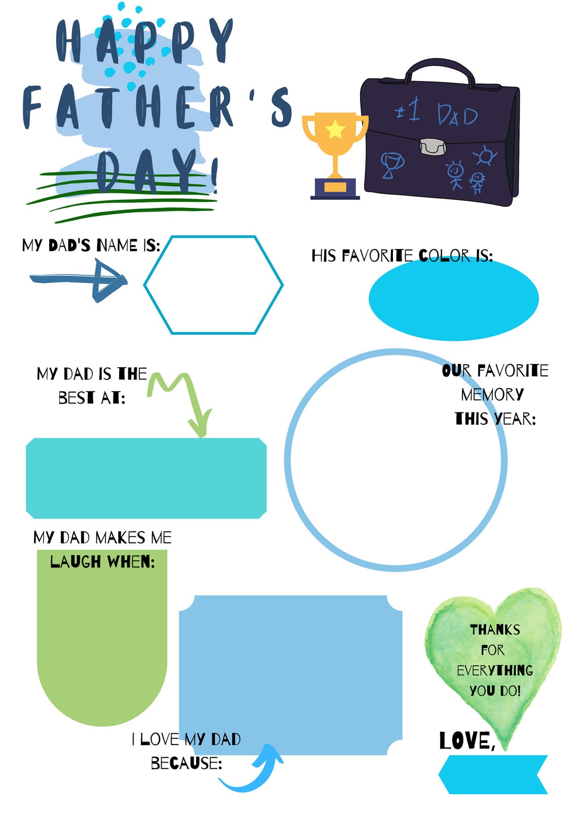 Printable Father's Day Questionnaire, Fill in the Blank for Kids ...