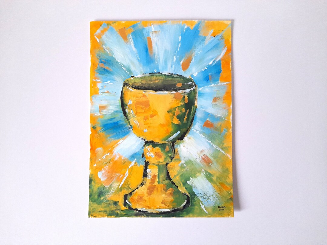 Original Holy Grail Painting 11.7 X 16.5 Inches, Chalice Artwork by ...