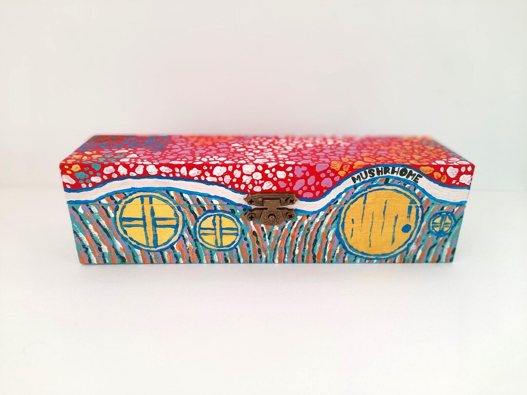Small Hand Painted Decorative Chest "mushrhome", Handpainted Wooden ...